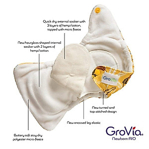 GroVia Newborn All in One Snap Reusable Cloth Diaper (AIO) (Waverly)