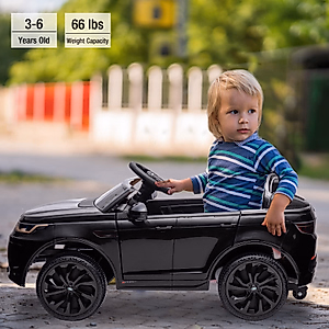 JOINATRE Licensed Land Rover Ride On Car, 12V Battery Powered Electric Vehicle w/Parent Remote Control, LED Light, Horn, Music Bluetooth, Gift for Boys Girls (Black)