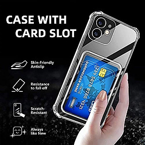 Xerial Case Compatible with iPhone 13 Mini case with Card Holder, Clear Card Slot case, Ultra-Thin, Soft, Shockproof, Credit Card Protective Cover for iPhone 13 Mini