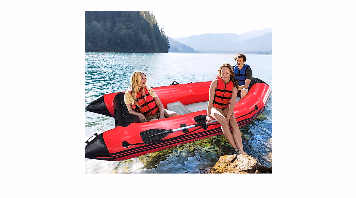 AZXRHWYGS 10 ft Inflatable Dinghy Boat for 4 - Fishing and Fun