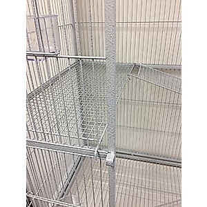 Large Wrought Iron 3 Levels Ferret Chinchilla Sugar Glider Small Animal Cage with 1/2" Wire Cross Shelves & Ladders with Removable Rolling Stand *White Vein*