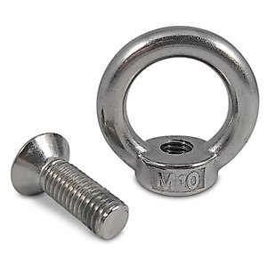 Brute Magnetics Eyebolt with Screw, M10 Stainless Steel Threaded Ring, Countersunk Screw Fishing Magnets Accessories, Heavy Duty Eyebolt for Magnet Fishing, Industrial Strength