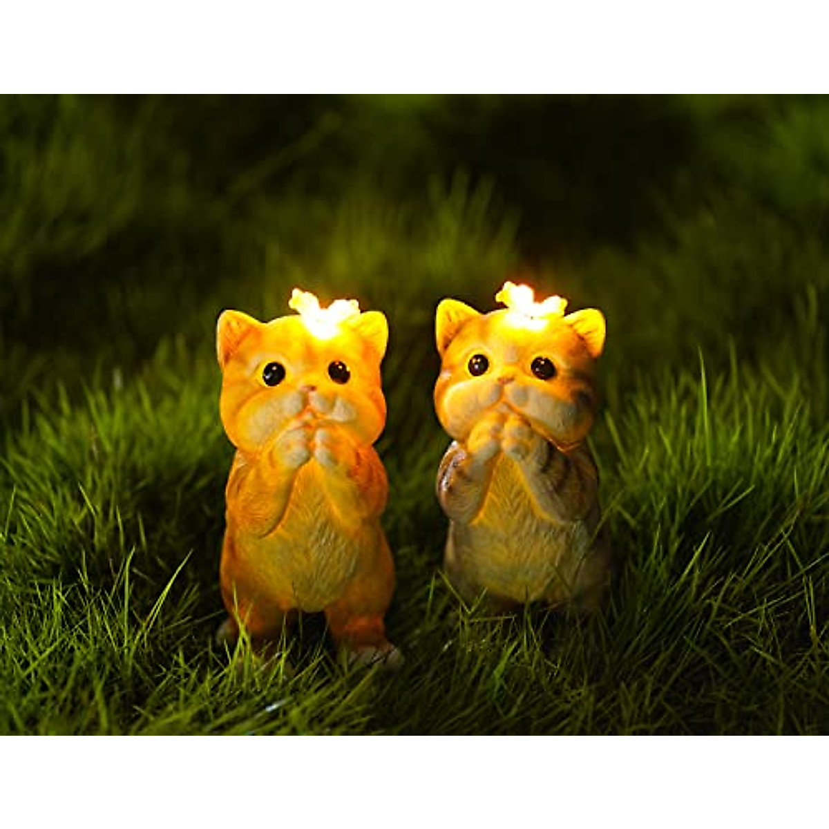 Pohabery Garden Outdoor Decor Cat Statue with Solar Butterfly Light Cat Garden Decor Solar Cat Yard Decor for Patio, Balcony, Yard, Lawn Ornament