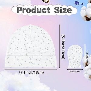 ONESING Baby Hats and Mittens Set Unisex Caps Beanie Mittens 0-6 Months Infant Hats Newborn Hats for Boys Girls, Grey, White