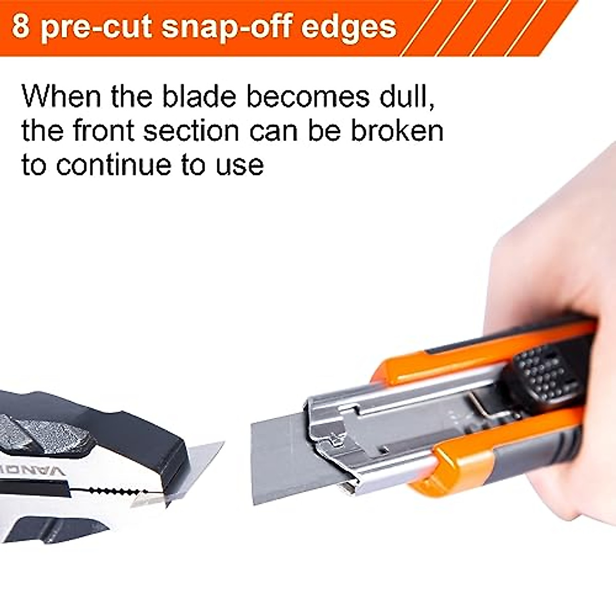 Vanquish Auto-loading Utility Knife Box Cutter with 10pcs Snap-off Blades for Cutting Ropes,Boxes and Cardboard 6026