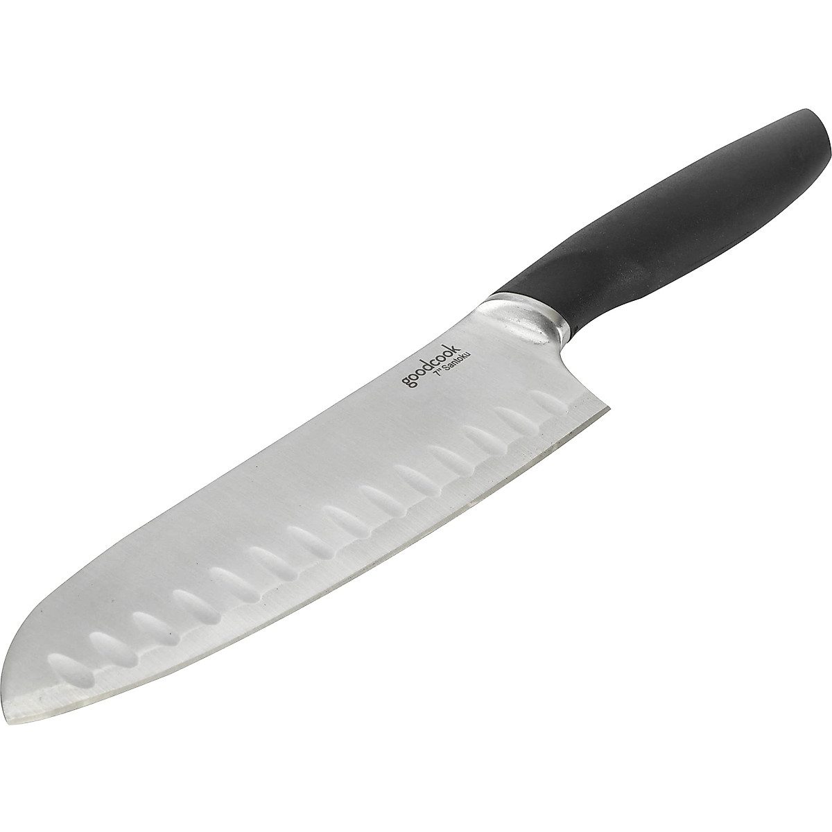 GoodCook Touch 7-Inch Santoku Knife, High Carbon Steel, Non-Slip Comfort Grip, Dimpled Knife Blade for Easy Slicing, Small Kitchen Knife for Mincing and Dicing, Durable and Sharp Knife