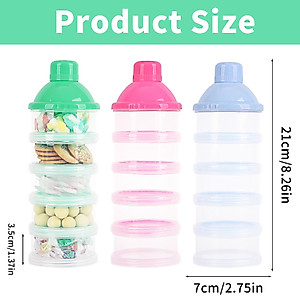2 PCS 5 Layers Baby Milk Powder Dispenser, Milk Powder Pots, Formula Dispenser Portable Milk Powder Formula Dispenser Container Pot Box Milk Cans Snack Storage Box for Travel (Blue + Pink)