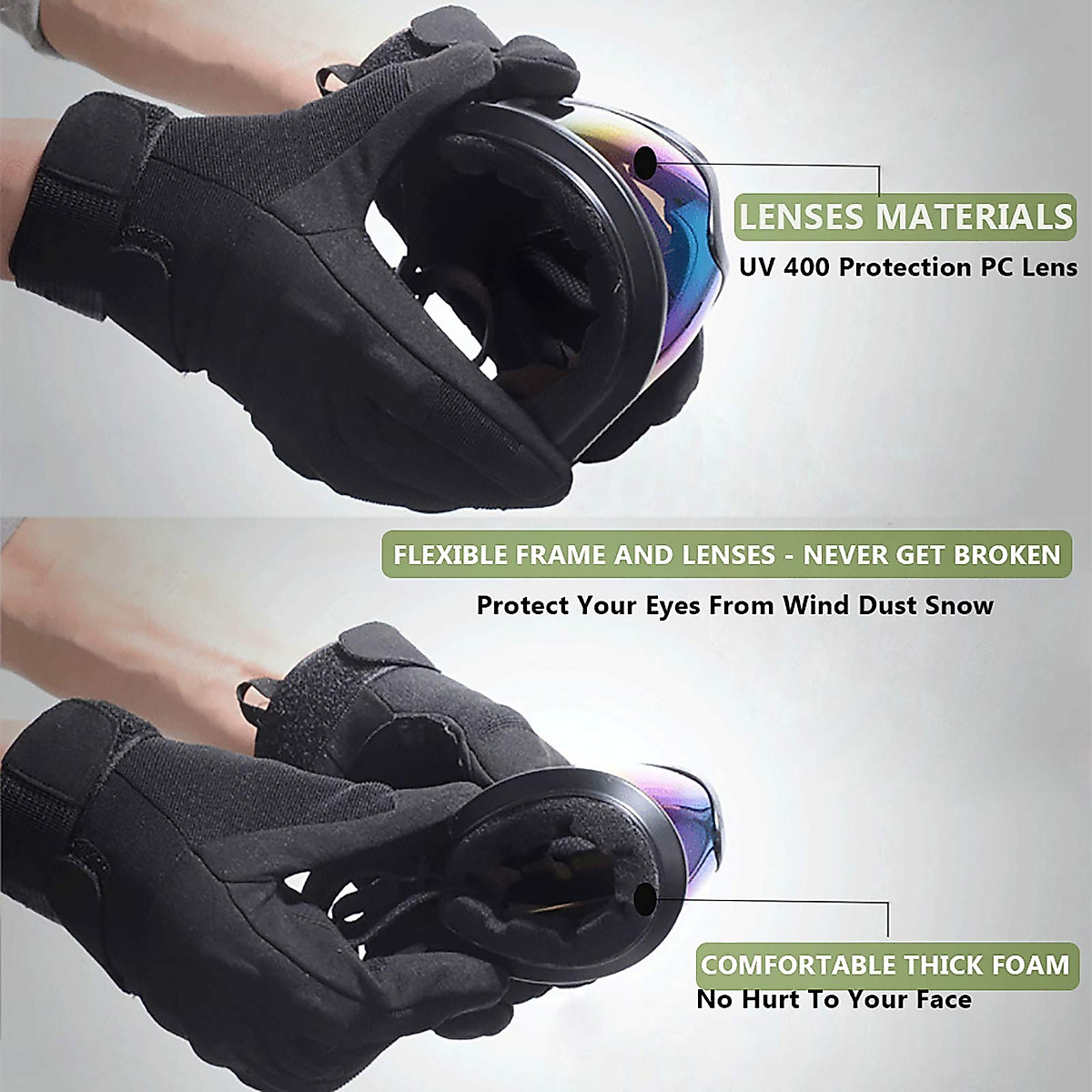 Peicees Pack of 4 Ski Goggles for Women Men Kids Snow Sports Motorcycle Snowboard Goggles