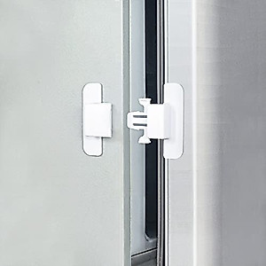 2Pcs Refrigerator Child Lock Freezer Door Locks Child Lock for Refrigerator Door Strong Adhesive No Keys Needed Used in Fridge Door or Cabinets for Kids, white