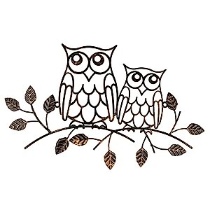 YIYA Metal Owl Decor Metal Owl Wall Art Decor for Home Living Room Bedroom Garden Patio Indoor or Outdoor Decor