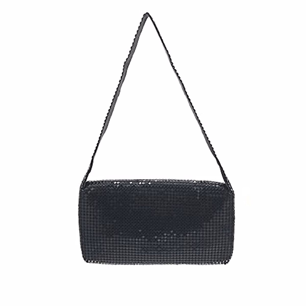 Frewahmesh Womens Evening Clutch Metal Mesh purse handbag with short shoulder strap for Cocktail Party Prom Wedding (Black)
