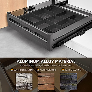 YOHOM Pull Out Cabinet Organizer Sliding Shelf for Kitchen Slide Out Pantry Drawer Full Extension Under Sink Roll Out Tray with Dividers 20" W x 21" D