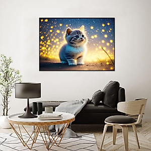 Rheskbecy Cat Diamond Art Painting Kits for Adults Full Drill Gem Painting Kit Round Diamond Dots Painting Gifts for Beginners Home Wall Decor Crafts 12x16in