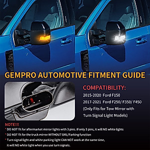 LED Sequential Side Mirror Marker Lights Switchback Turn Signal Lamps Towing Mirror Light Replacement for 2017-2021 Ford F250 F350 F450 Super Duty, 2 Packs (Clear Len)