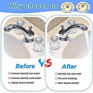 8pcs Faucet Index Buttons, 1.34 Inch Diameter Hot and Cold Bathroom Sink Shower Knobs Handle Sign Stickers Replacement Parts Caps Accessories Compatible with Delta/LDR/Delex Double Handle Faucet