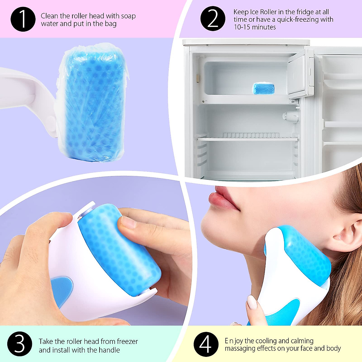 Teenitor Blue Ice Roller for Face, Ice Face Roller, Face Massager Tool, Puffiness Migraine Pain Relief and Minor Injury, Face Roller Skin Care