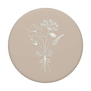 Tan Sand Beige - Wildflower Floral Flower Design Feminine PopSockets Swappable PopGrip