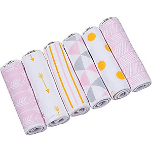 BaeBae Goods Burp Cloths for Baby Girl - Ultra Absorbent Burping Rags - Anti Shrink Unisex Burpy Clothes - Super Soft Jersey Cotton, Large 21"x10" - Thick for Newborn Cloth Diapers - 6 Pack