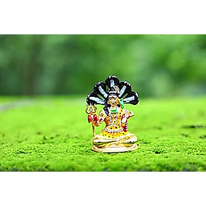 Shiva 5 Mukhi Car Dashboard Shiv Parivar Shiva Lingam Shaligram Shivling with Stand Shivling Idol Shiva Idol Size - 8 cm (Gold)