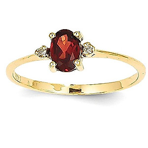 IceCarats 14K Yellow Gold Diamond Red Garnet Ring April January Birthstone Jewelry Size 6