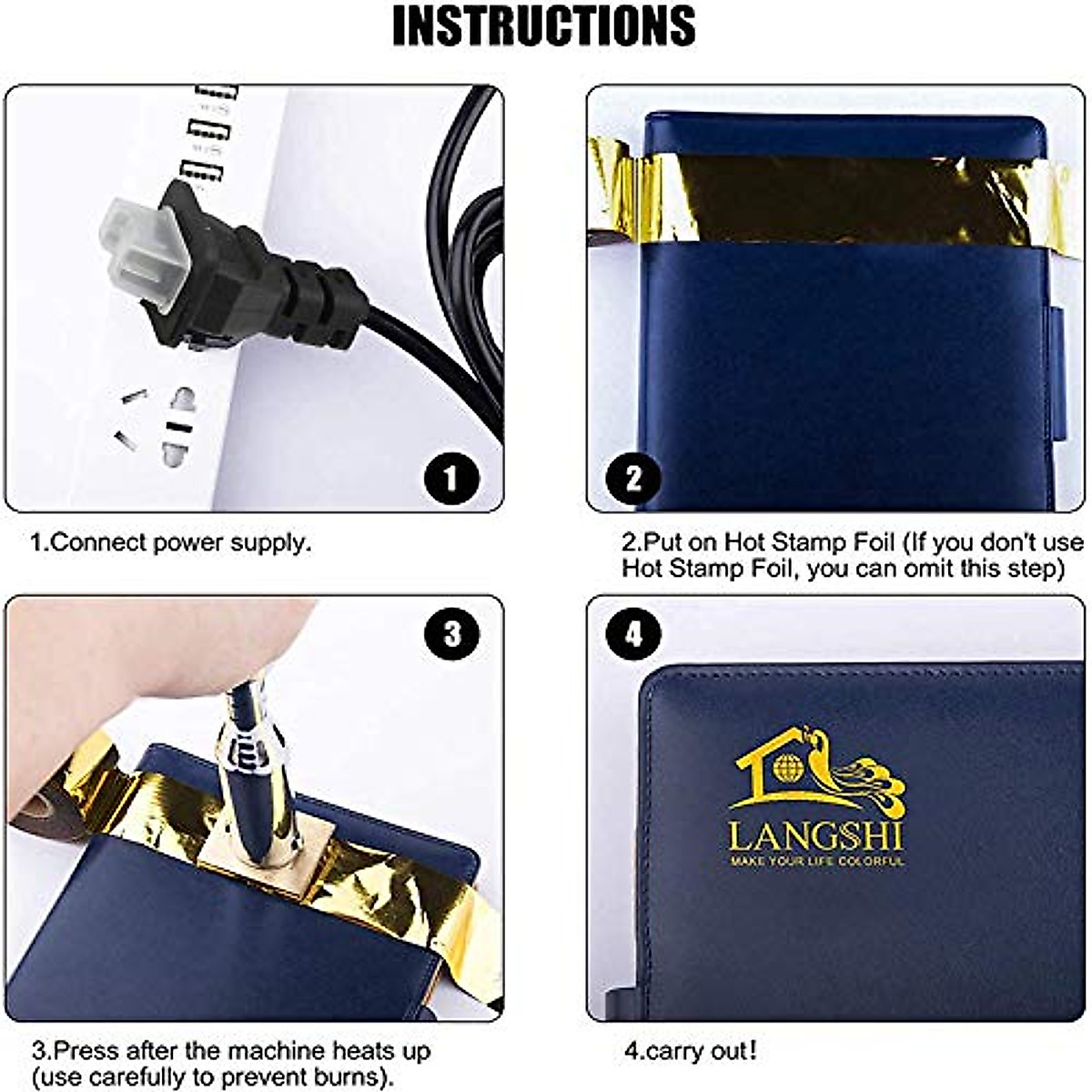 Custom Electric Wood Branding Iron for wood， 350W Custom Cake Logo BBQ Heat Stamp with Brass Head and Wood Handle for Woodworking and Handcrafted Design Compatible With 8mm (Electric iRon Only)