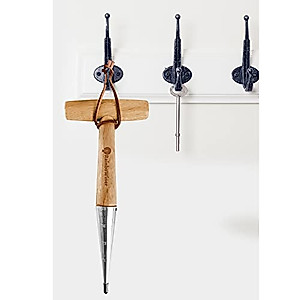 RainboWiner Garden Hand Dibber with Measurements, Bulb Planter Tool - 11 Inch Wooden Handle Stainless Steel Handheld Gardening Dibbler for Garlic Tulip Daffodil Vegetable Seed Planting