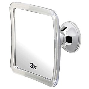 3X Magnifying Shower Mirror for Fogless Shaving with Suction Cup, Shatterproof Surface and 360° Swivel, 6.3" x 6.3"