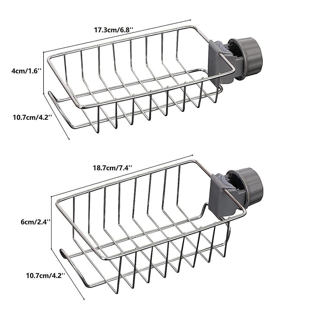 Mokife Bathroom Shower Caddy No Drill, 2 Pack Shampoo Soap Holders Stainless Steel Fauce Rack Kitchen Sink Organizer Bathroom Tidy Accessories Rust Free Storage Shelf for 18-25mm Pole