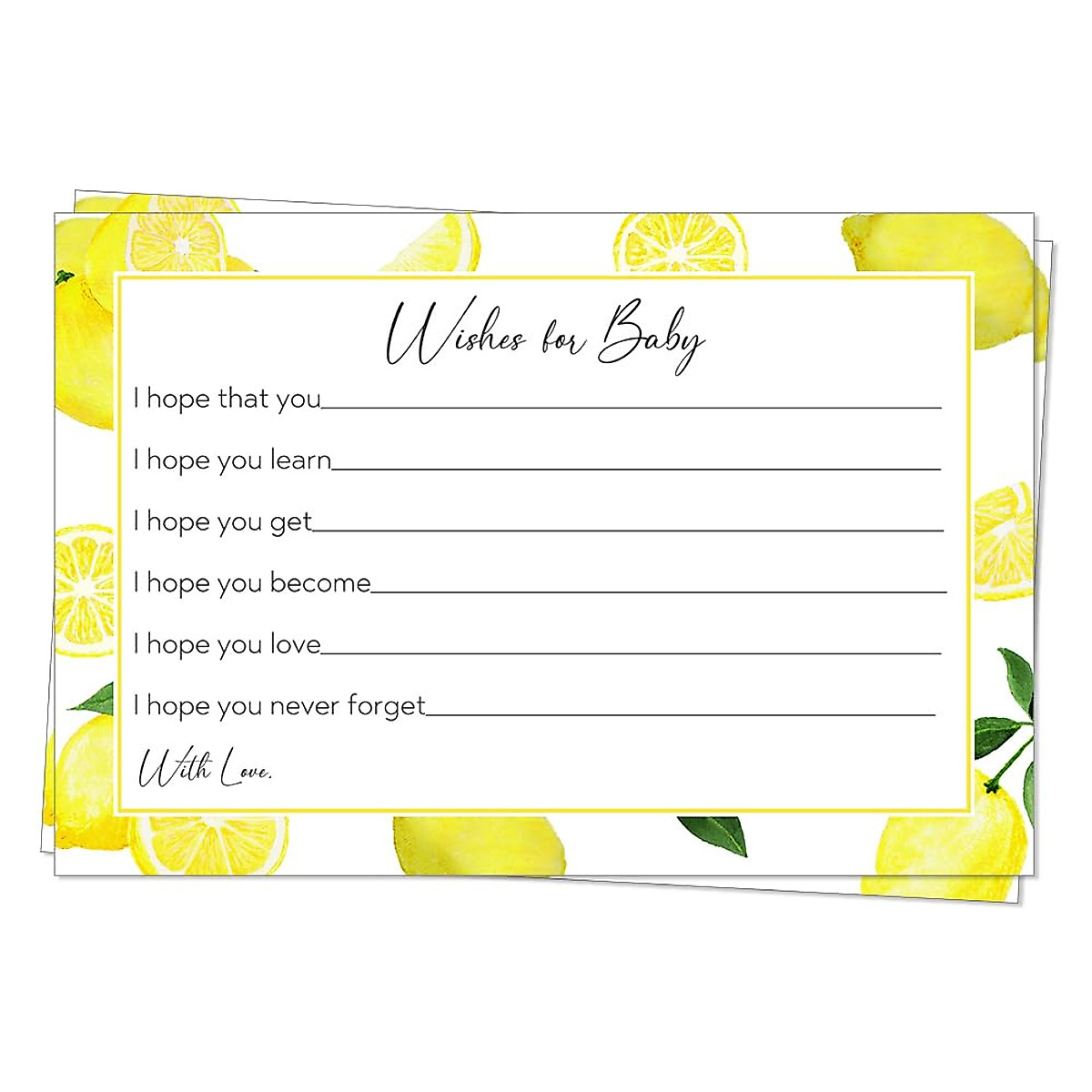 The Invite Lady Lemon Baby Shower Wishes for Baby Cards Yellow Fruit Summer Baby Shower Games Blessings Hopes Dreams Party Activities Unisex Printed Cards (24 Count)