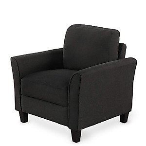 FIQHOME Accent Living Room,Furniture Armrest, Mid Century Modern Armchair with Pillow,Comfortable Single Sofa Chairs for Bedroom, Home Office(Black)