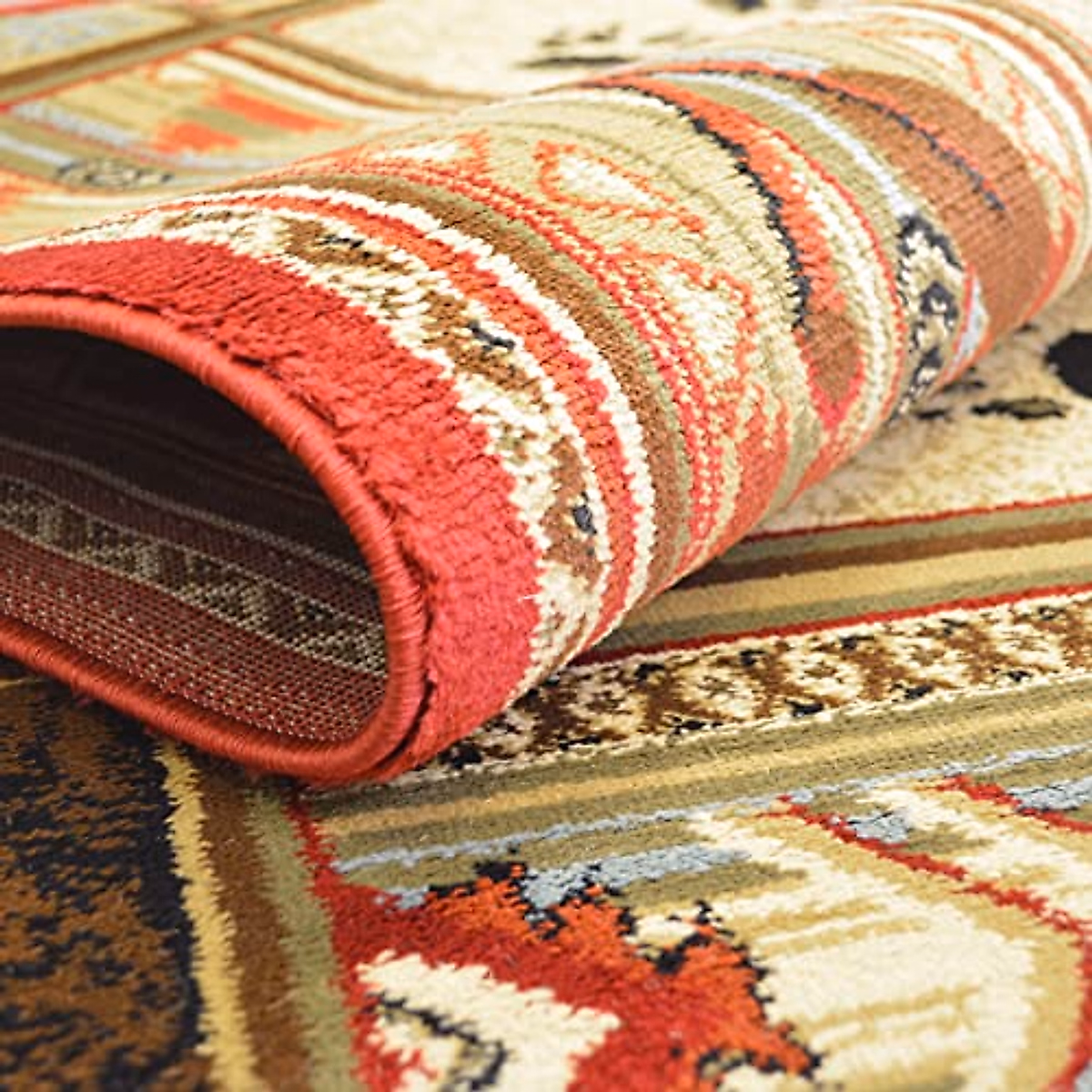 Mayberry Rug Woodlands Bear Rug, 5 ft 3 in x 7 ft 3 in, Red