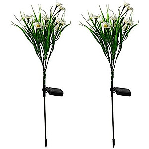 AMZSTAR Solar Garden Stake Lights,28 LED Daisy Flower Decorative Lights Outdoor Waterproof Solar Powered Landscape Lights for Yard/Patio/Walkway/Pathway/Path Light (White)