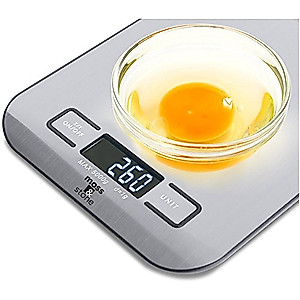 Digital Kitchen Scale Food Multifunction Accuracy Digital Scale LCD Display 11LB 5KG, Food Scales Digital Weight Grams and Oz, Baking Scale, Stainless Steel Small Food Scale by Moss and Stone