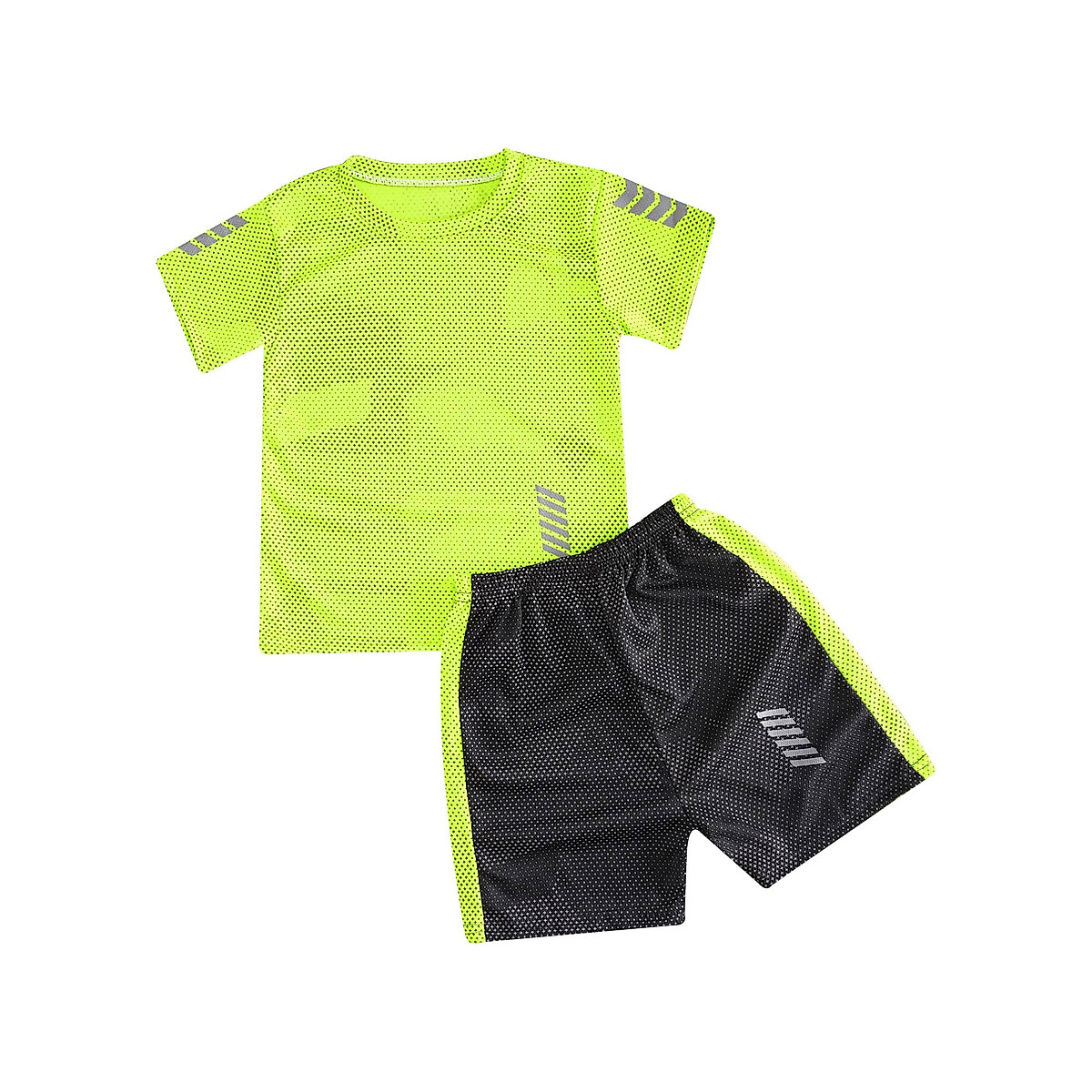 Fldy Boys Soccer Sports Training Uniforms Kids Youth Athletic Football Soccer Jersey Shirt and Shorts Kit FluorescentGreen 7-8 Years