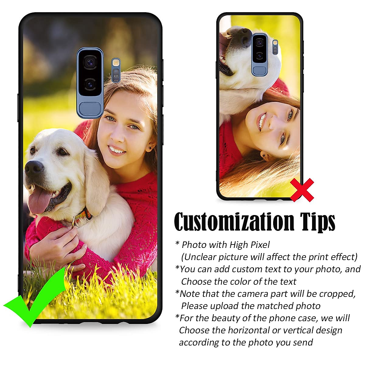 Personalized-Custom Phone Case for Samsung Galaxy S9 Plus with Picture Photo Text Name - Customized S9Plus Cellphone/Smartphone/Mobilephone Soft Thin Cover (Black) 6.2 Inch
