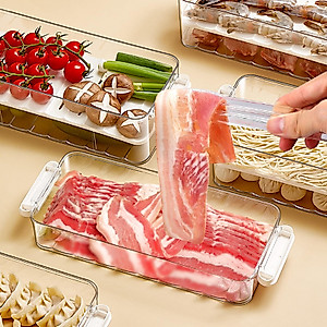 Qivine Bacon Container for Refrigerator, Plastic Bacon Storage Container for Fridge with Tong, Clear Bacon Keeper for Refrigerator Airtight with Lid, Lunchmeat Cheese Container for Refrigerator