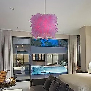 Gralara Feather Lampshade Minimalist Lamp Shade for Table Lamp, Wedding, Coffee Shop, Pink S