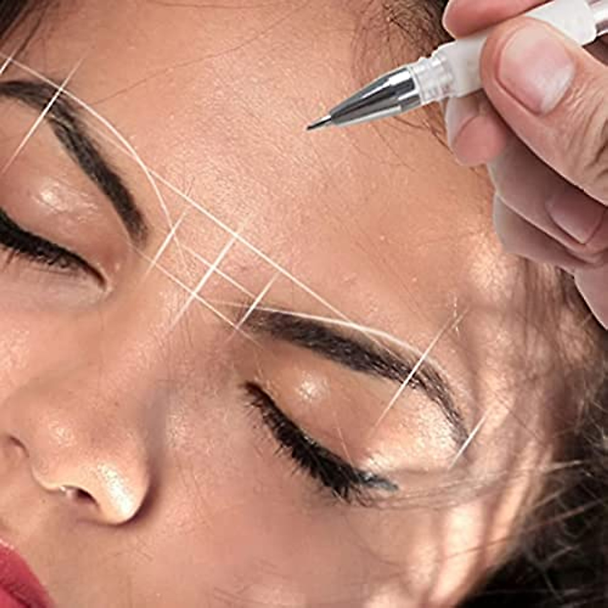 TEONEI Eyebrow microblading Marker Pen,Skin Marker Pen,Eyebrow Permanent Makeup Position Mapping Mark Tools (White)