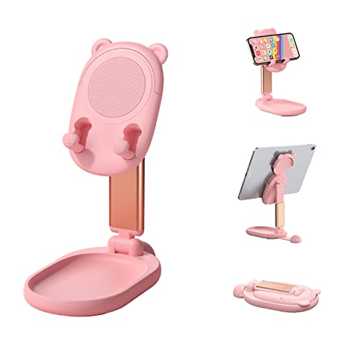 xuenair Pink Phone Stand for Desk Cute,Foldable Adjustable Cell Phone Stand, Kawaii Portable Phone Holder for All Cell Phones iPhone 11 12 13 Pro Max Sumsung ipad Switch Kindle Google