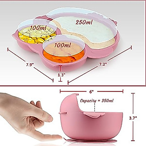 Silicone Baby Feeding Set, 13 PCS Baby Led Weaning Supplies with Suction Baby Plate and Bowl Set, Baby Spoon and Fork, Adjustable Bib, Sippy Cup with Straw and Lid, Baby Utensils for 6+ Months（Pink）