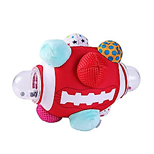 The Season Toys Football Bumpy Ball for Baby Cognitive Developmental, Baby Boys & Girls – Newborn to 36 Months Sensory Football Rattle Toy, Red