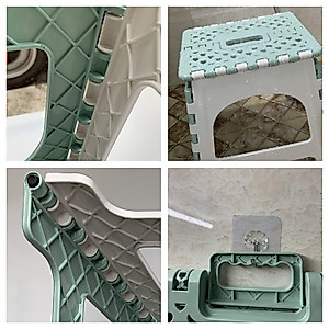 Shower Stool for Inside Shower, TRANOMOS Foldable Small Shower Stool for Shaving Legs, Waterproof Plastic Corner Shower Foot Stool, Shower Foot Rest, Pedicure Stand Foot Rest,Green