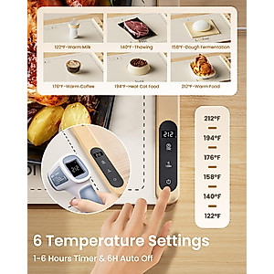 LOOHOI Food Warming Mat,Full Surface Heating Electric Warming Tray with 6 Temperature Settings & Fast Heating, Silicone Roll Up Food Heating Mat Food Warmers for Parties Gatherings Everyday Use