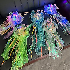 4Pcs 2023 New LED Colorful Jellyfish Lantern Lamp Decoration DIY Material Pack,Jellyfish nightlight, The Sea Hanging Lamp for Wedding Birthday Ocean Decor,Party Decorative,Gift for Kids Girls