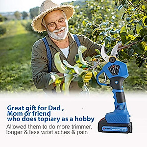 K KLEZHI Professional Cordless Electric Pruning Shears with 2 PCS Backup Rechargeable 2Ah Lithium Battery Powered Tree Branch Pruner, 30mm (1.2 Inch) Cutting Diameter, 6-8 Working Hours