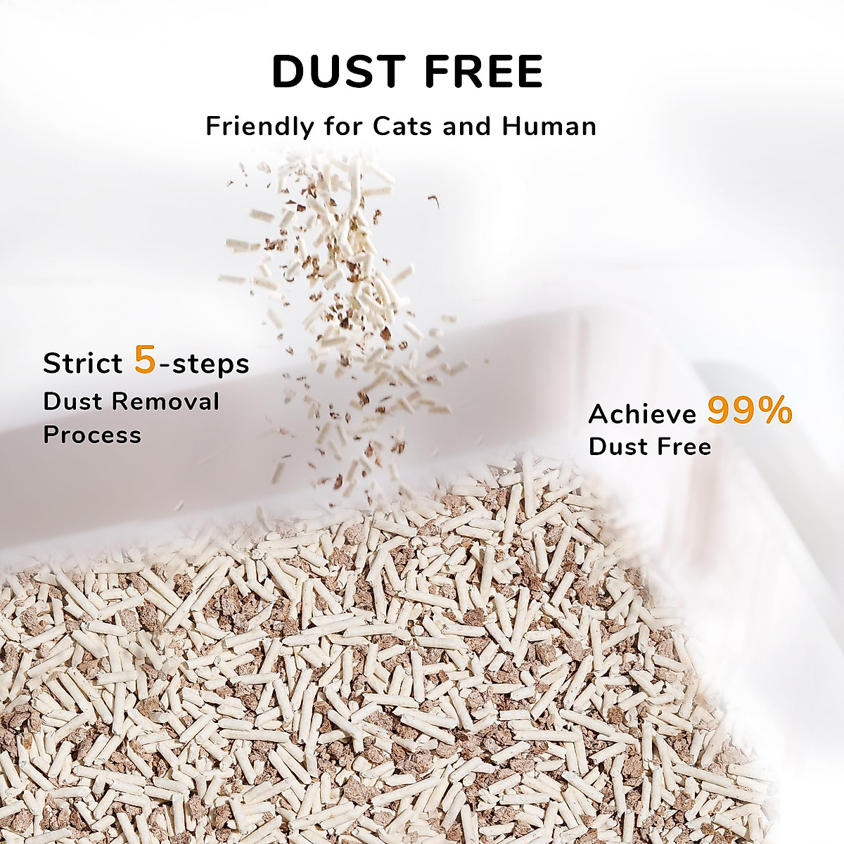 FUKUMARU Tofu Cat Litter, 18 LBS Flushable Cat Litter Clumping, Dust Free Cat Litter Tofu, Natural Unscented, Low Tracking Cat Litter Pellets, 24/7 Odor Control Mixed Apple Wood Pellet