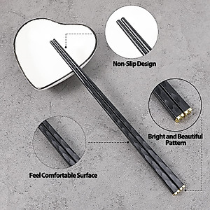 5 Pairs Fiberglass Chopsticks-Reusable Chopsticks Dishwasher Safe, 9.6 inch/24.3cm amily/ Hotel/ Restaurant Chop Sticks, Chinese/Japanese Gift Set Chop Sticks, Black