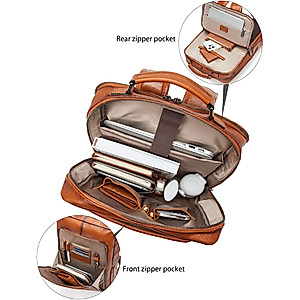 BOSTANTEN Men Vintage Leather Backpack 15.6 inch Laptop Backpack Travel Casual Bag Large Capacity Shoulder Bag