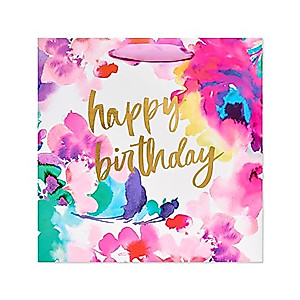 Papyrus 11.4" Large Birthday Gift Bag, Floral Watercolor (1 Bag)