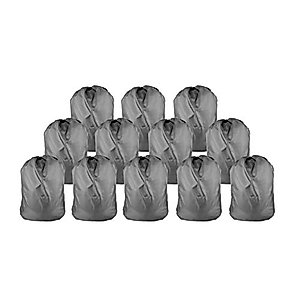 Nylon Laundry Bags Bulk 30" X 40" – Pack of 12 bags, for Heavy Duty Use, Commercial, Laundromats and Household Storage, machine washable - Made in the USA (Grey)